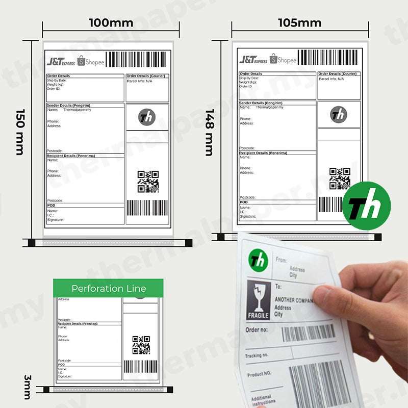 A6 Waybill Thermal Label Sticker – Thermalpaper.my